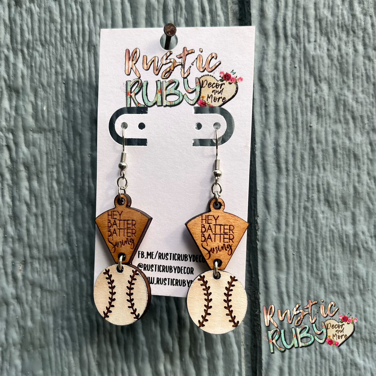 Hey Batter Batter, Swing Earrings – Rustic Ruby Decor & More