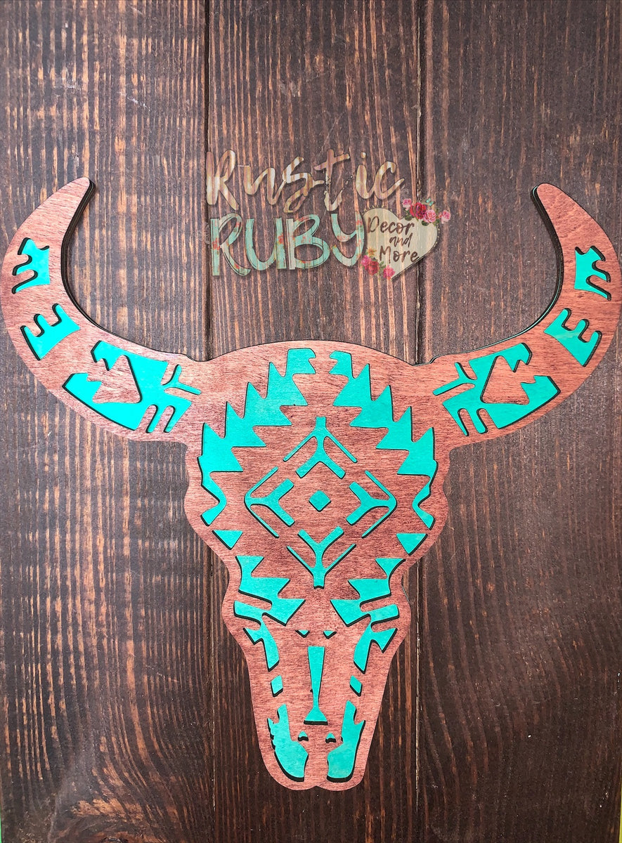 Aztec Cow Skull Wall Decor – Rustic Ruby Decor & More