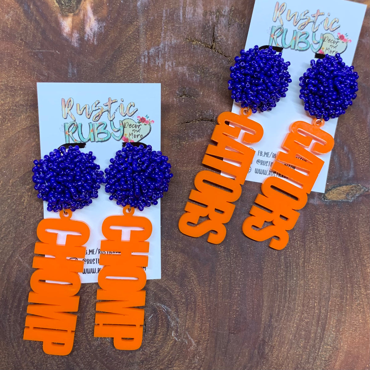 Orange and Blue Seed Bead Dangles – Rustic Ruby Decor & More