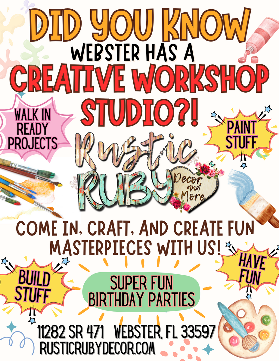 DIY WORKSHOPS – Rustic Ruby Decor & More