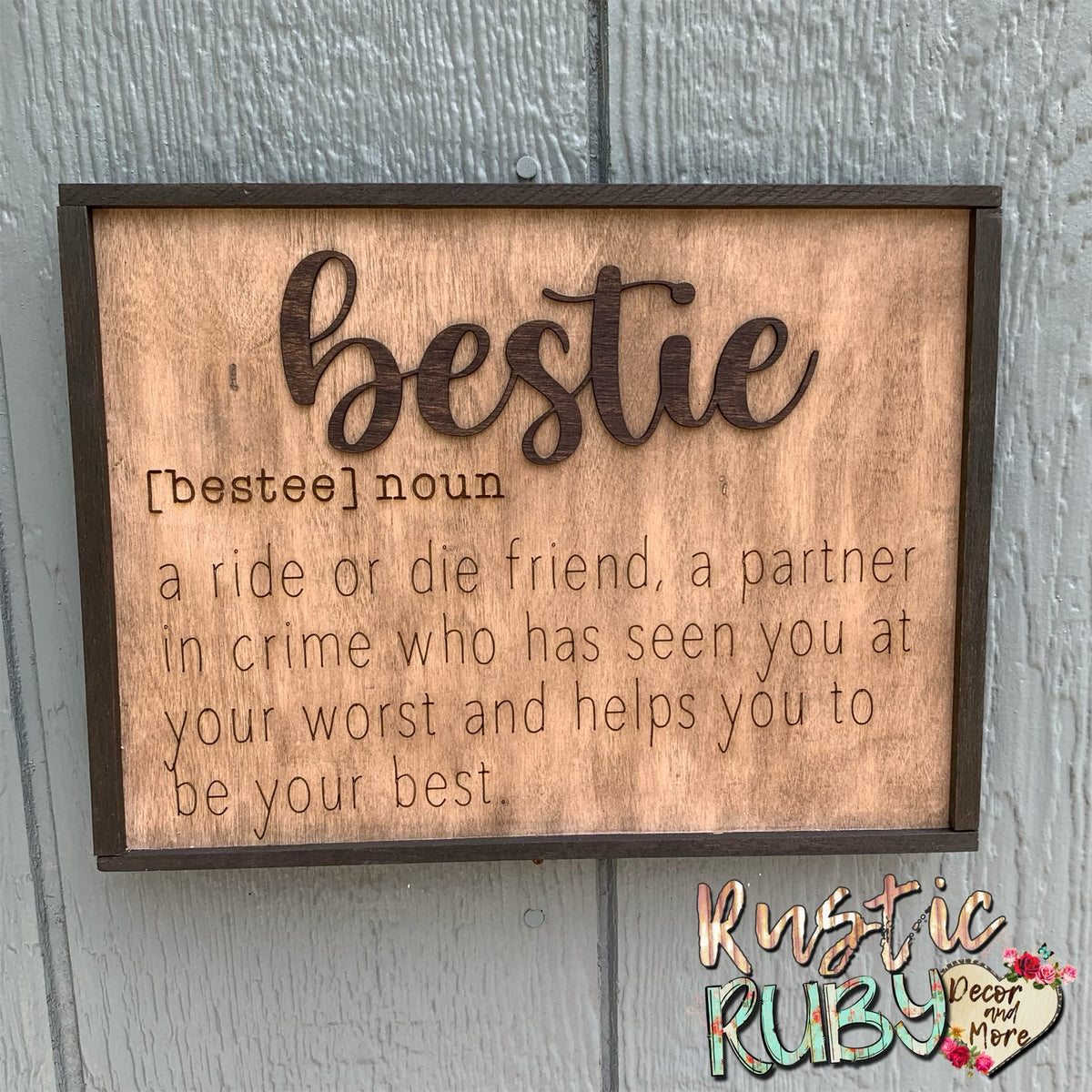 Bestie Sign – Rustic Ruby Decor & More